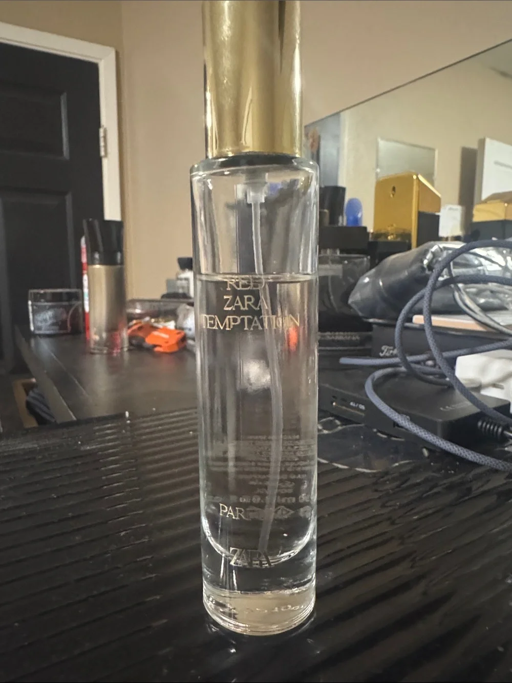 Zara | Other | Zara Clear Glass Fragrance Bottle With Gold Cap | Poshmark